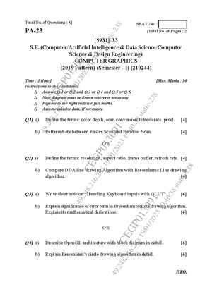 CG(210244)- unit 1 - Computer Graphics Unit 1: Graphics Primitives and Scan Conversion ...