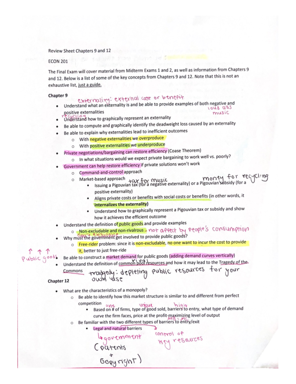 Chapter Assignments and Exam Review - ECON 201 - Studocu