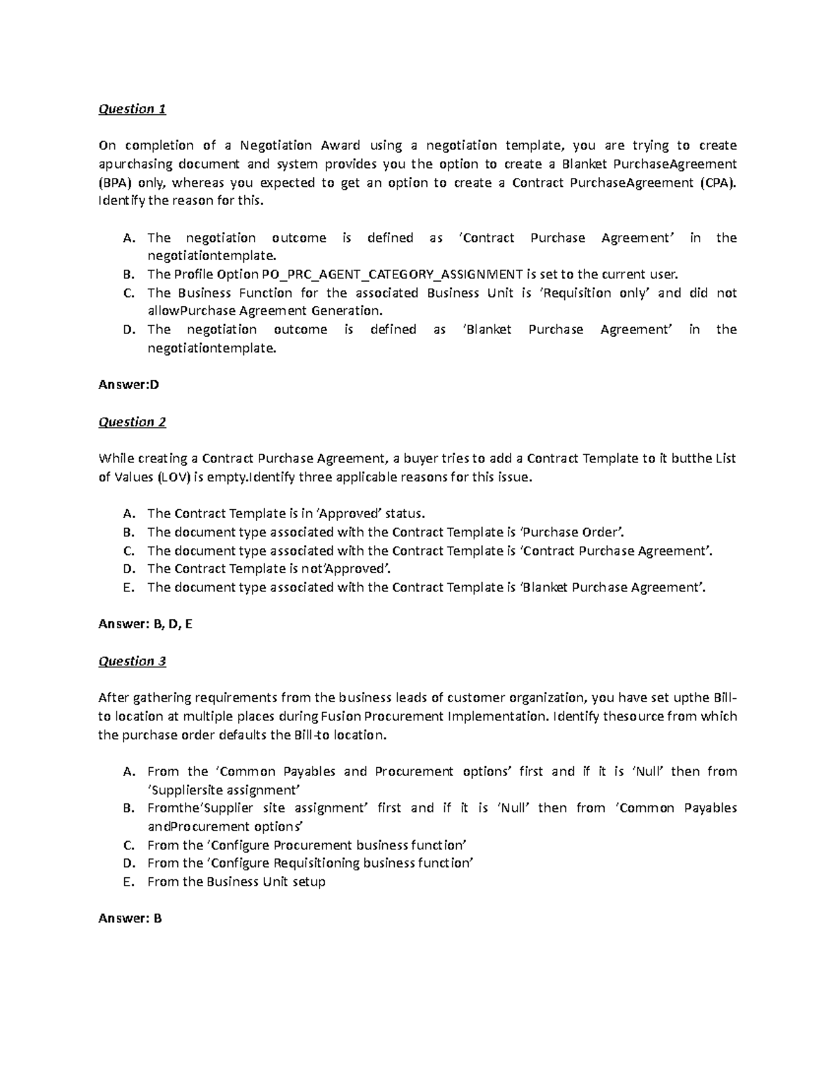 Questions for Fusion Procurement-1zo-327 - Updated - Question 1 On ...