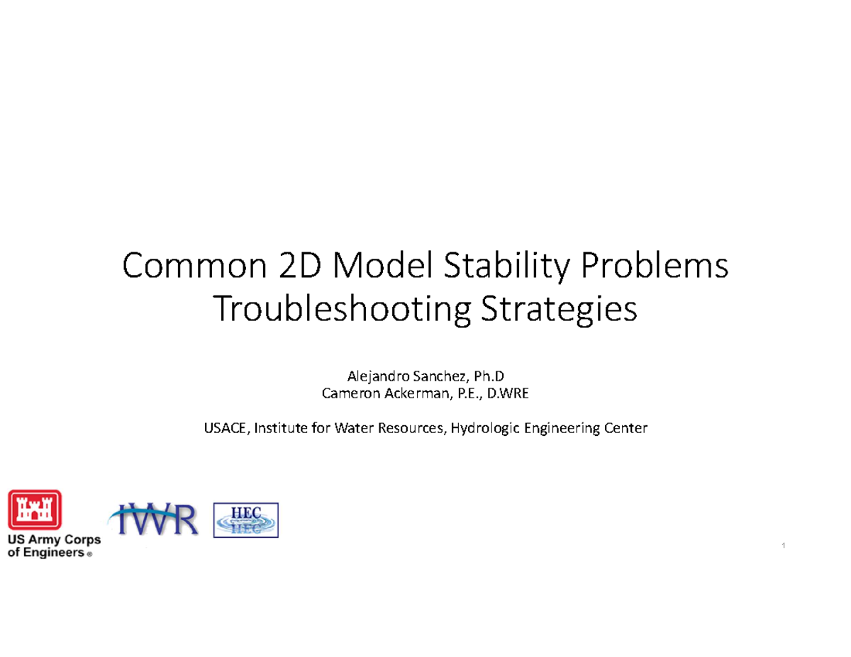 4 - Lecture notes - Common 2D Model Stability Problems Troubleshooting ...