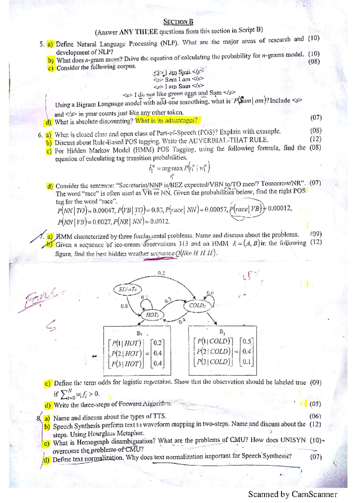 Natural Language Processing Exam Previous Year Question Solve (Fattah ...