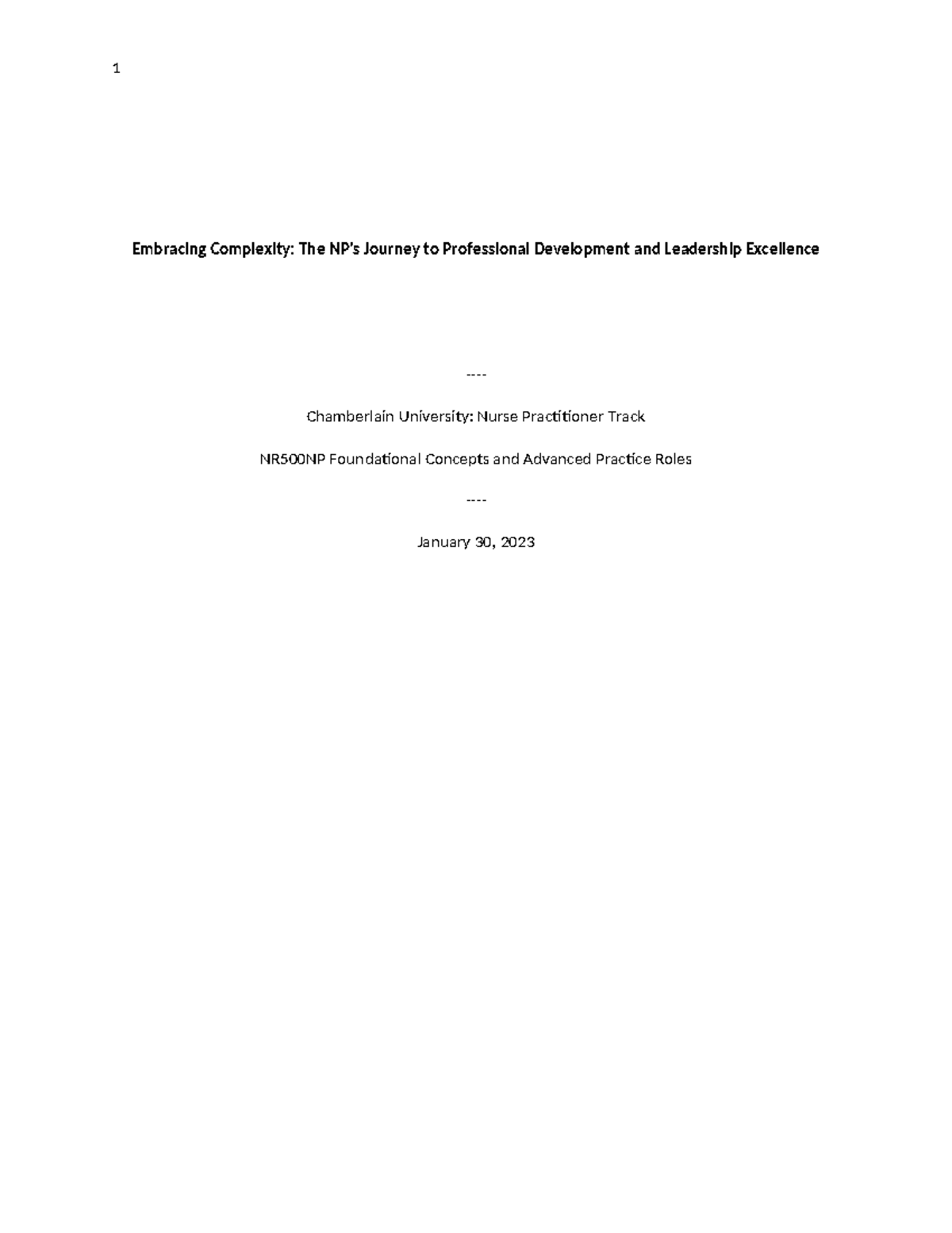 NR500NP Week 4 APA - APA format template - Embracing Complexity: The NP ...