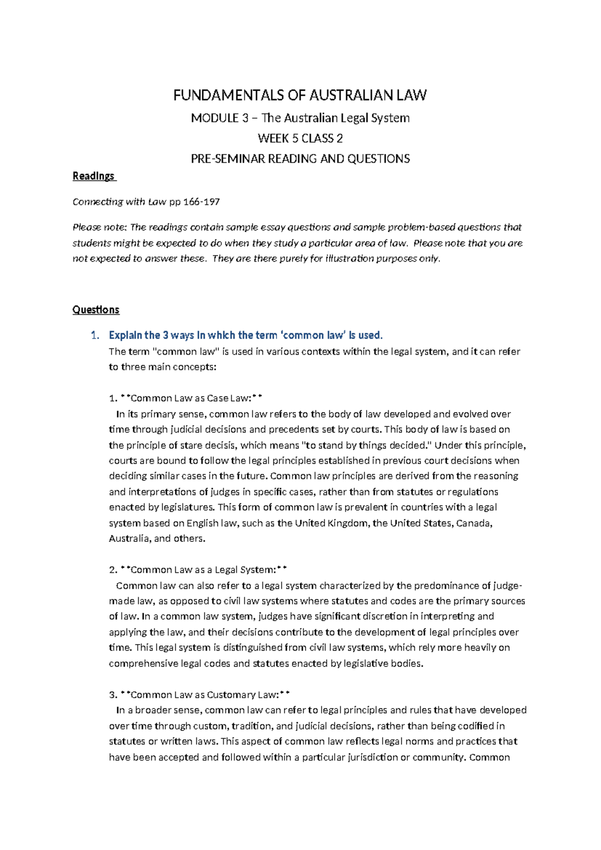 Week 5.2 pre-seminar activities - FUNDAMENTALS OF AUSTRALIAN LAW MODULE ...