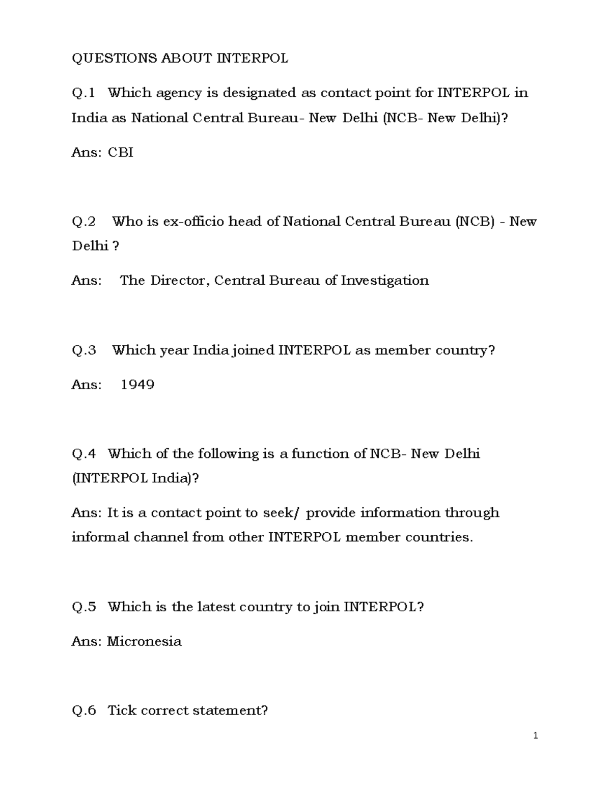 Samplequestionfor Interpolquiz 19 10 2022 - QUESTIONS ABOUT INTERPOL Q ...