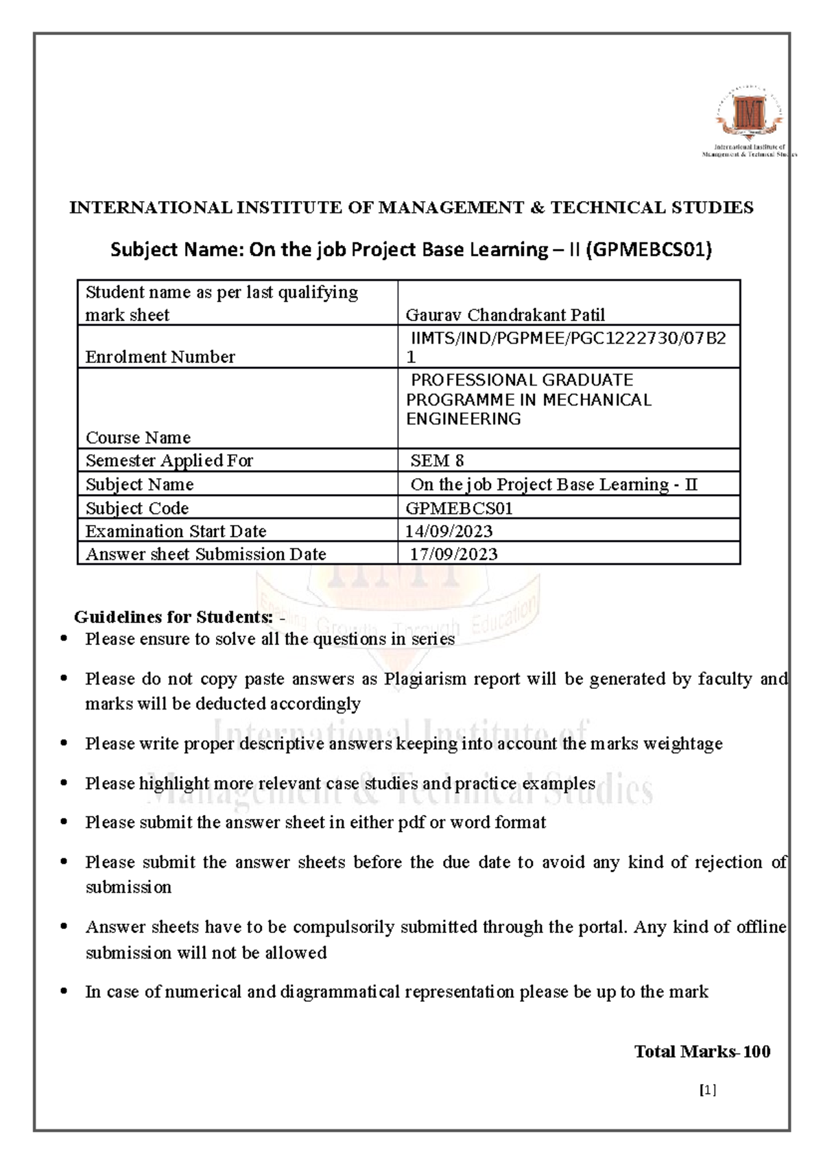 Internship Report CEAT - [1] INTERNATIONAL INSTITUTE OF MANAGEMENT ...