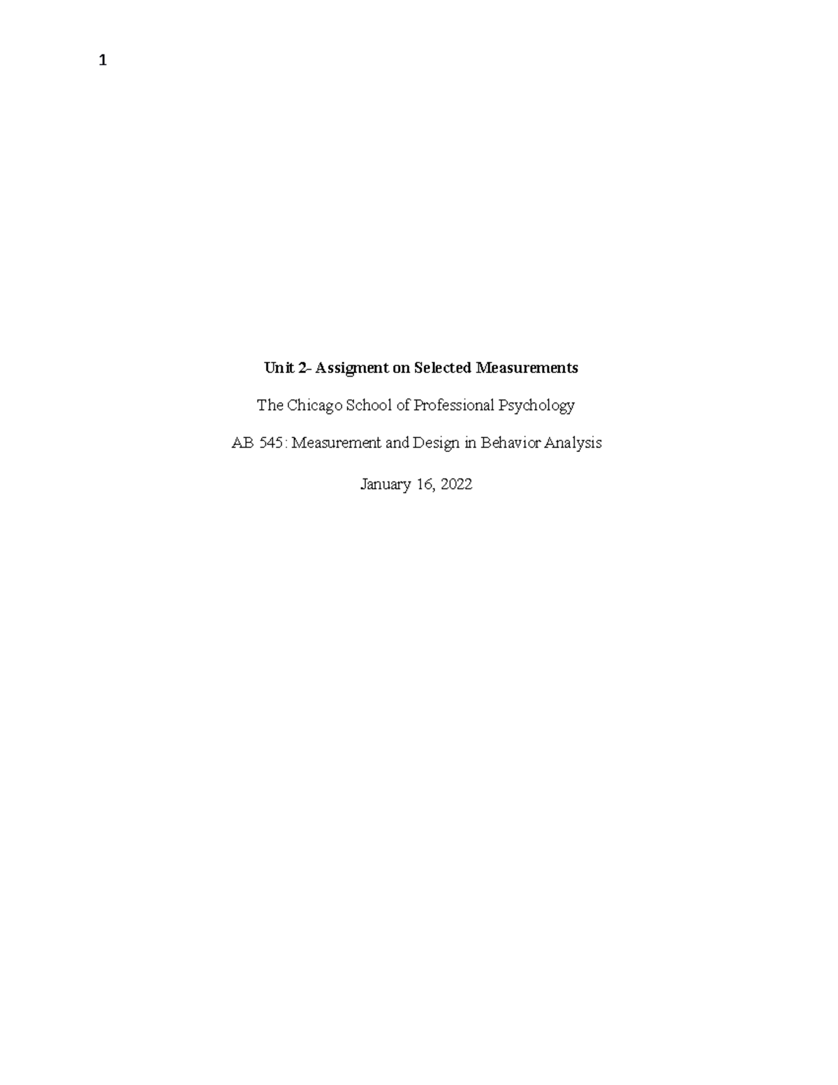 Unit 2- Assigment on Selected Measurements - , 2019) Data Sheet Date ...