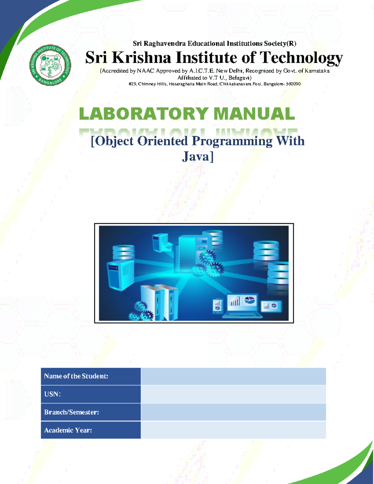 Dbms Lab Manual 2023(skit)front sheet - Sri Krishna Institute of ...