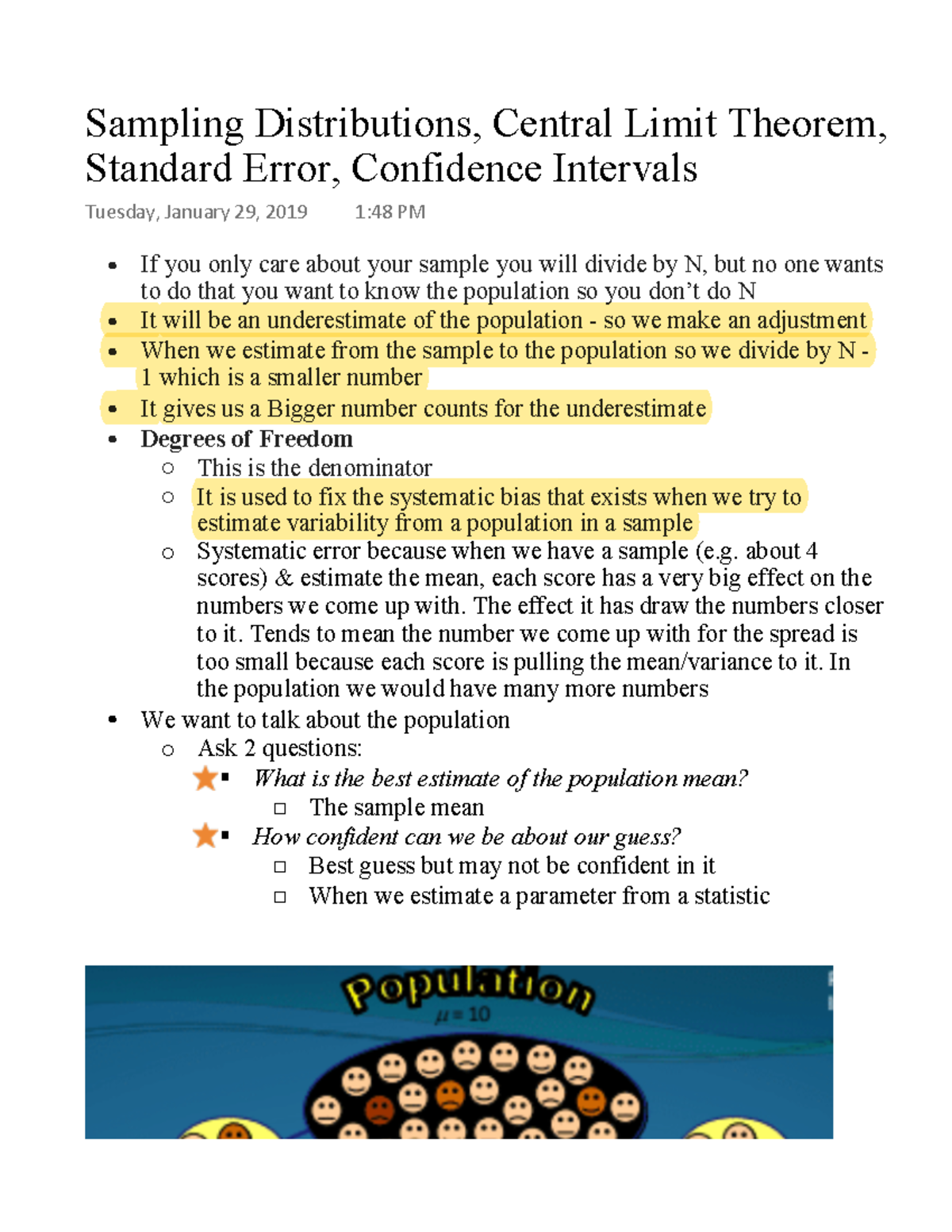 Sampling Distributions, Central Limit Theorem, Standard Error, Confidence Intervals - Warning ...