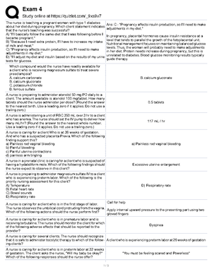 Module 4 study guide - Module 4 study guide 1 nurse is teaching a ...