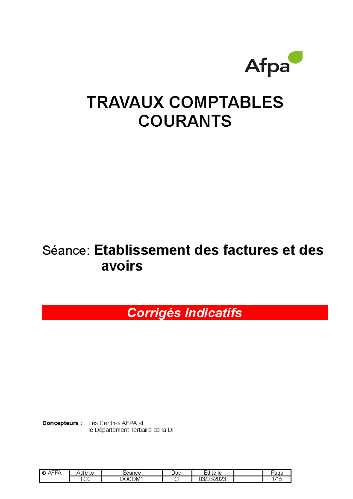 TCC3- Docom 1-CI - exercice comptable courant - TRAVAUX COMPTABLES ...