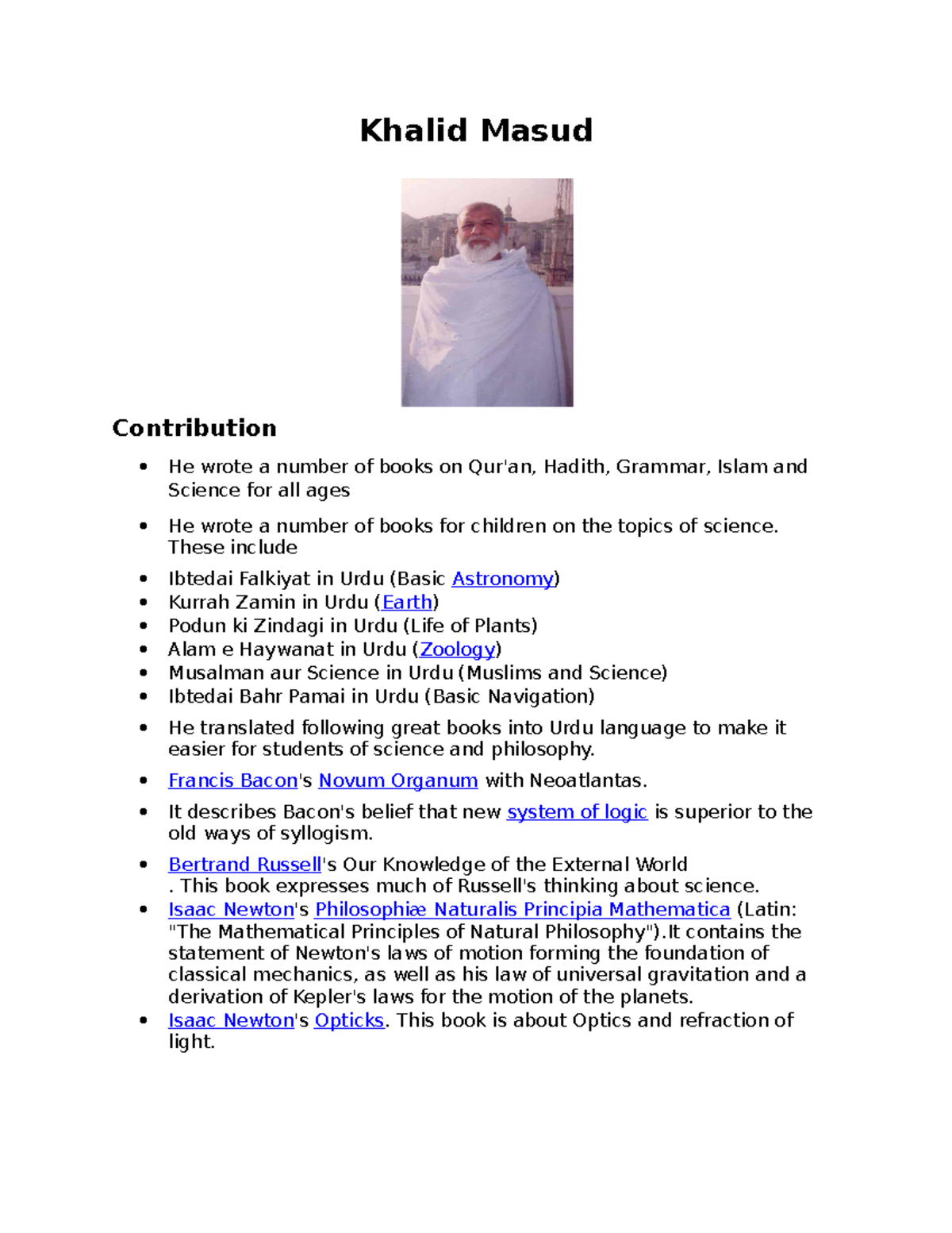 Khalid Masud - Lecture notes 2 - Khalid Masud Contribution He wrote a ...