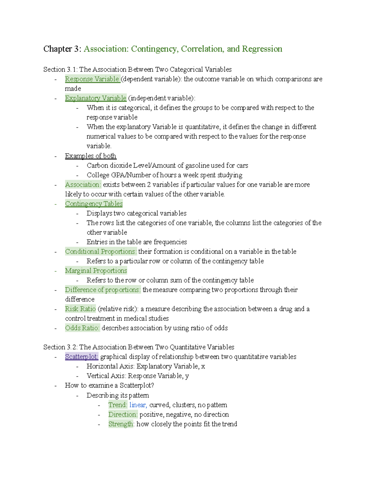 STA 147- Chapter 3 - Chapter 3: Association: Contingency, Correlation ...
