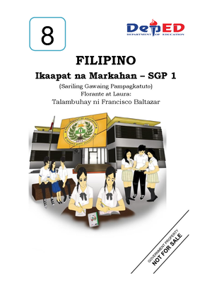 FIL8 Q4 SGP 3 - ……. - ####### FOR TANDAG CITY DIVISION USE ONLY 8 FILIPINO Ikaapat na Markahan ...