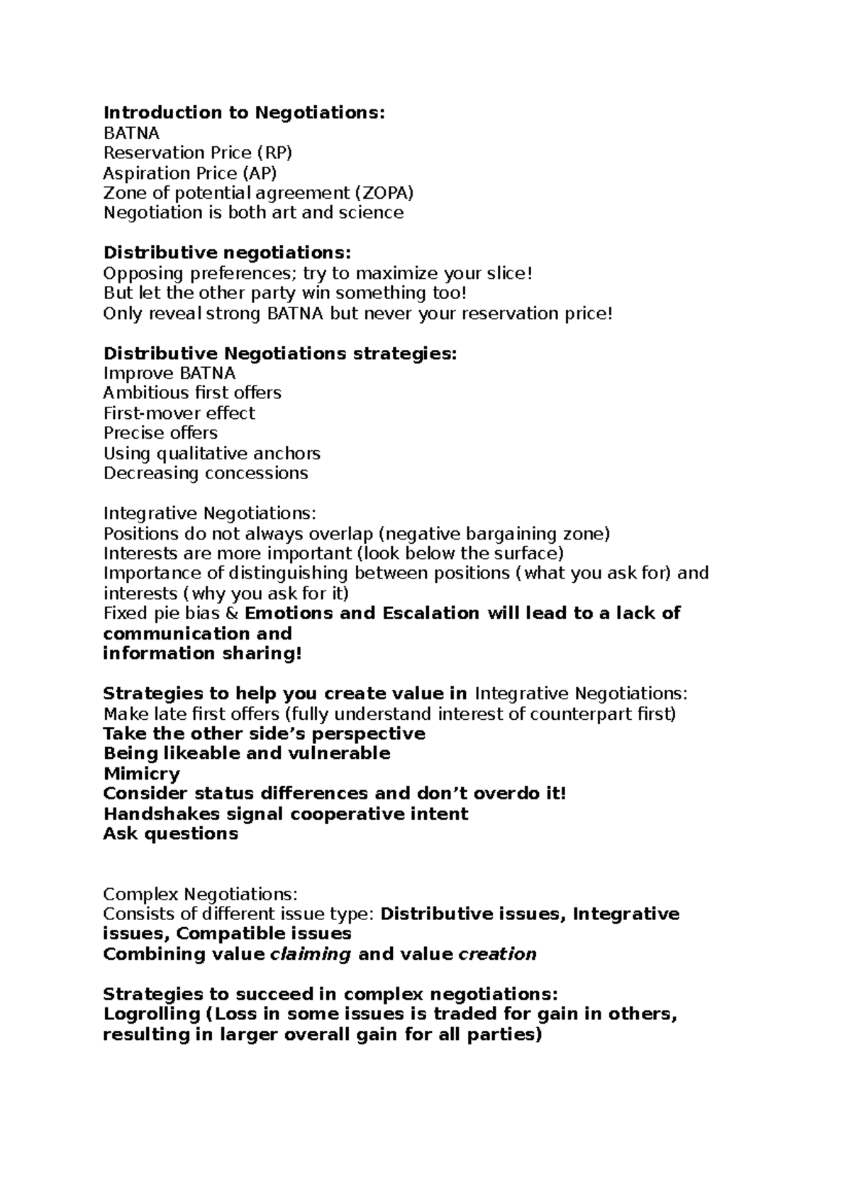 Concepts & Topics - Notes - Introduction to Negotiations: BATNA ...