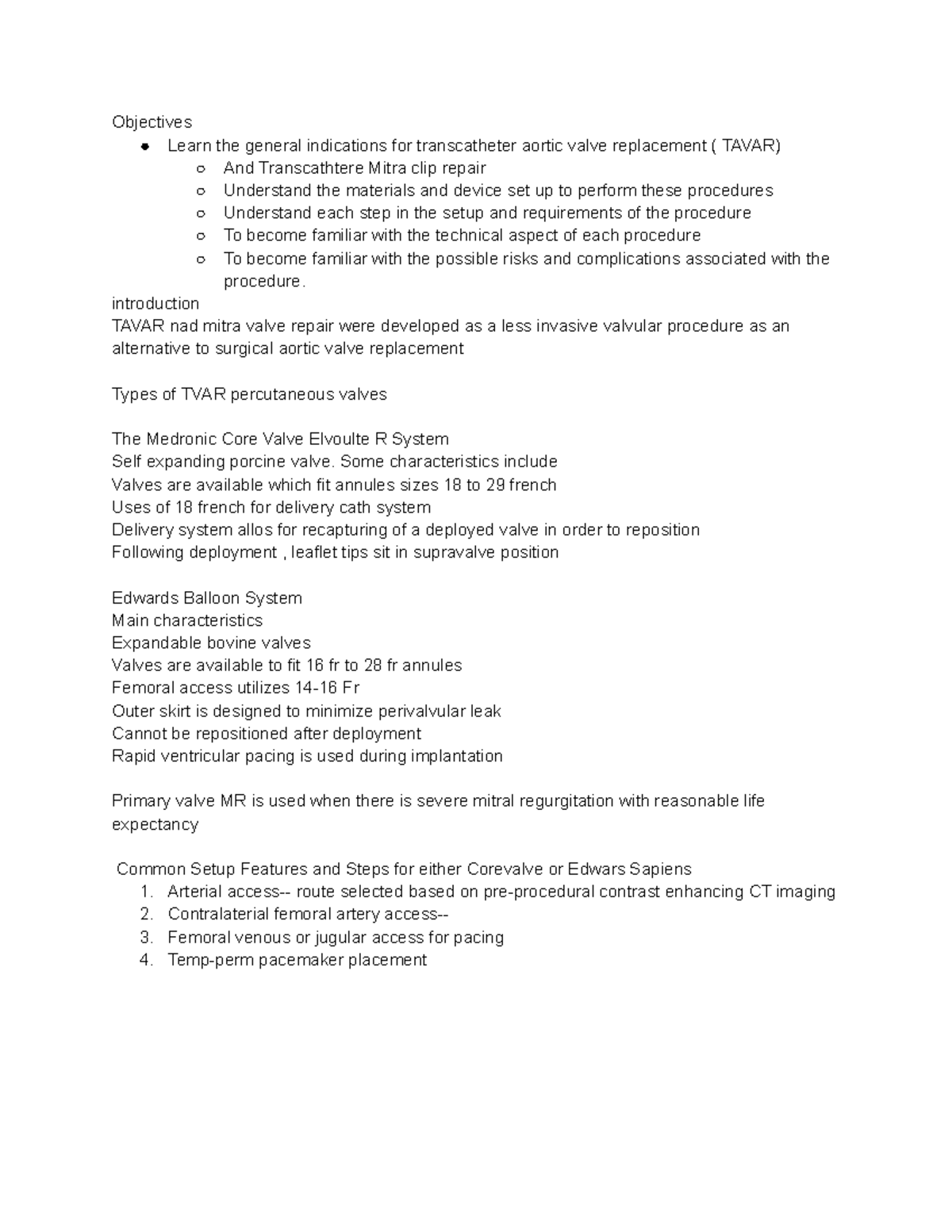 CV Lecture Tavar - Objectives Learn the general indications for ...