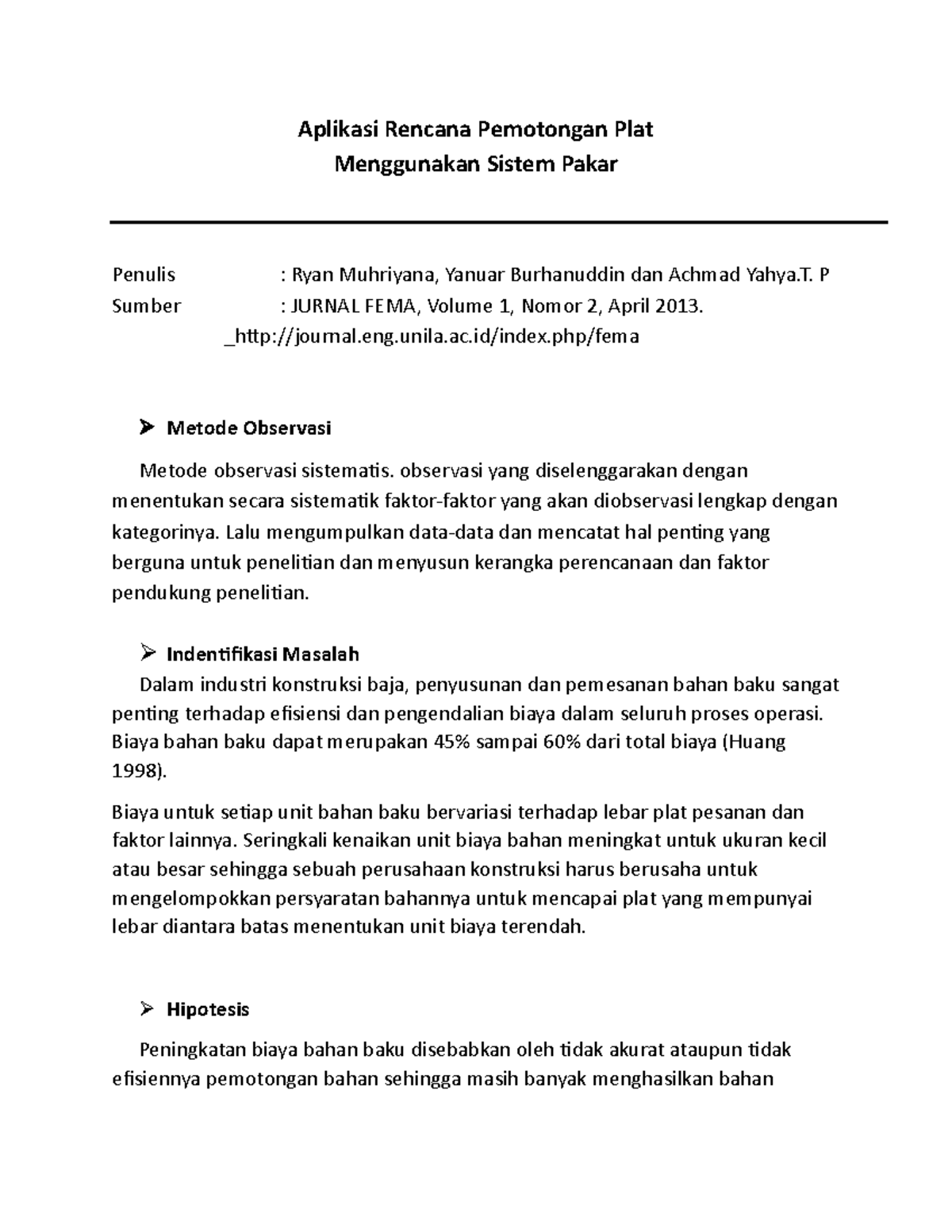 Tugas Metode Penelitian Resume Jurnal 1 - Aplikasi Rencana Pemotongan ...