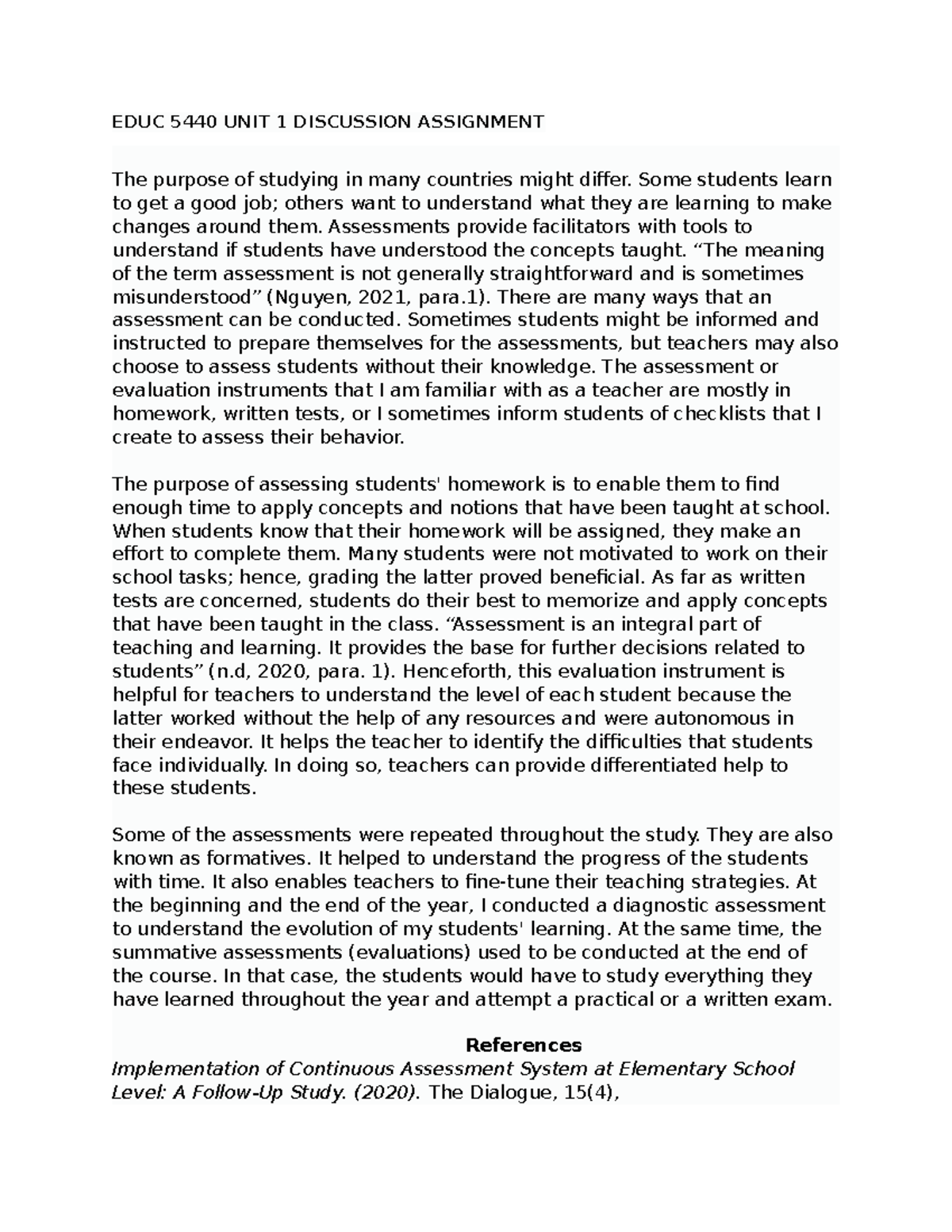 EDUC 5440 UNIT 1 DA5 - DISCUSSION ASSIGNMENT - EDUC 5440 UNIT 1 DISCUSSION ASSIGNMENT The ...