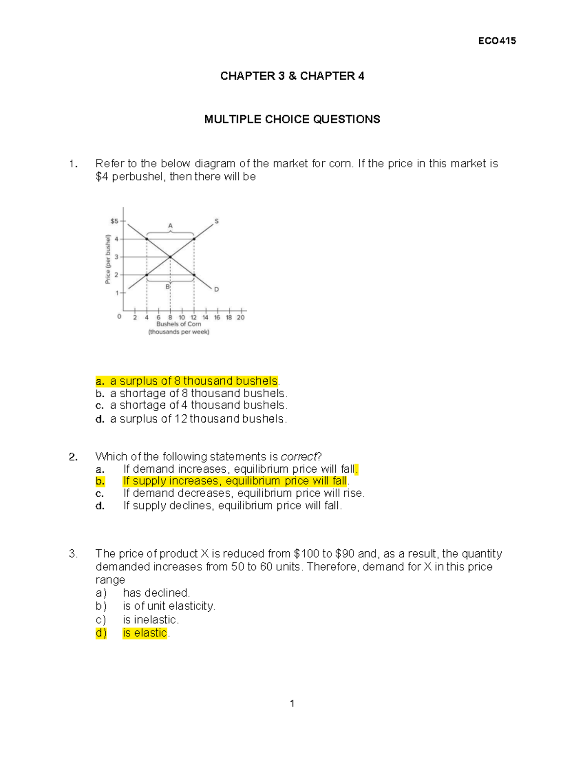 ECO415 CHAPTER 3 & 4 MCQ - ECO 1 CHAPTER 3 & CHAPTER 4 MULTIPLE CHOICE ...