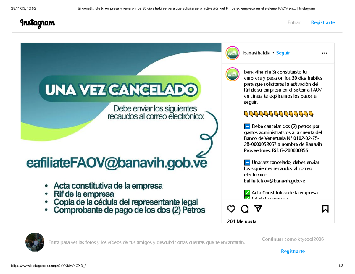 Afiliate faov - 28/11/23, 12:52 Si constituiste tu empresa y pasaron ...