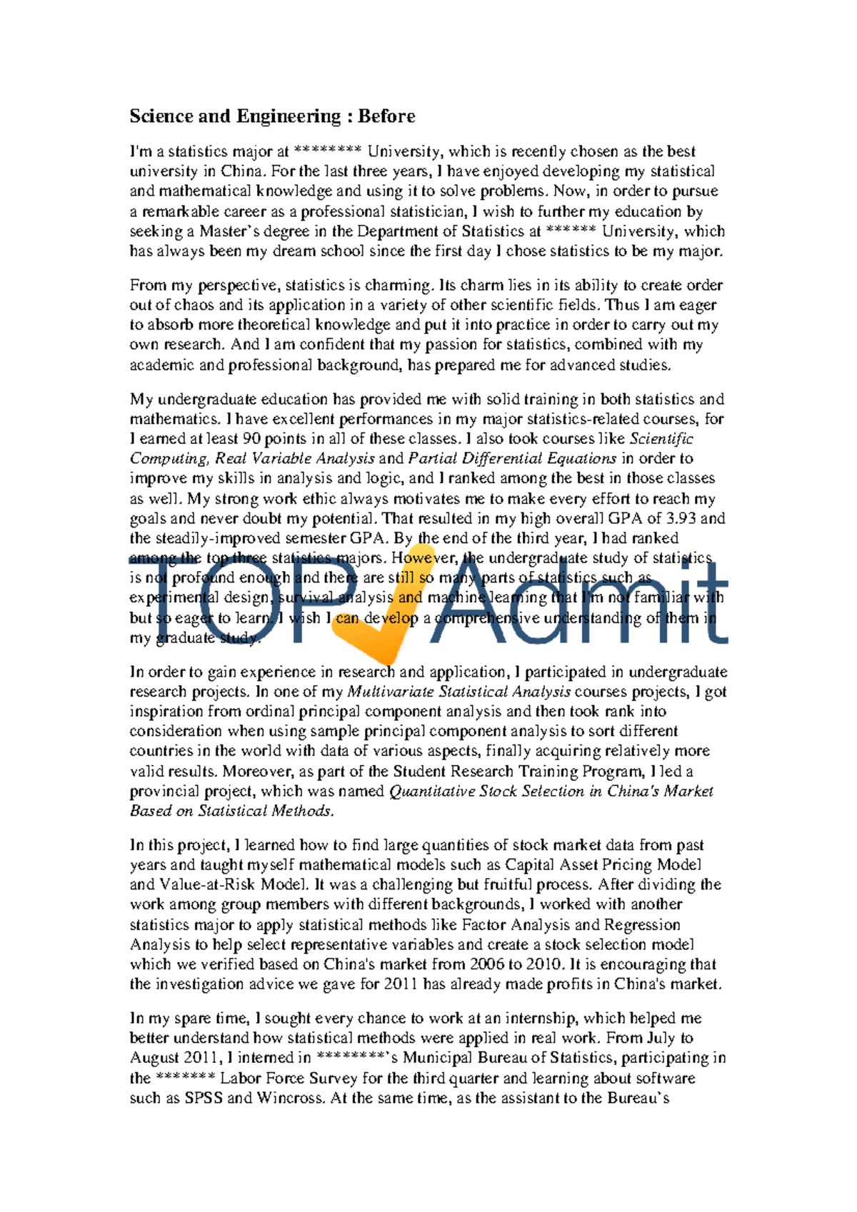 Science Sample 2Personal Statement Before - Science and Engineering ...