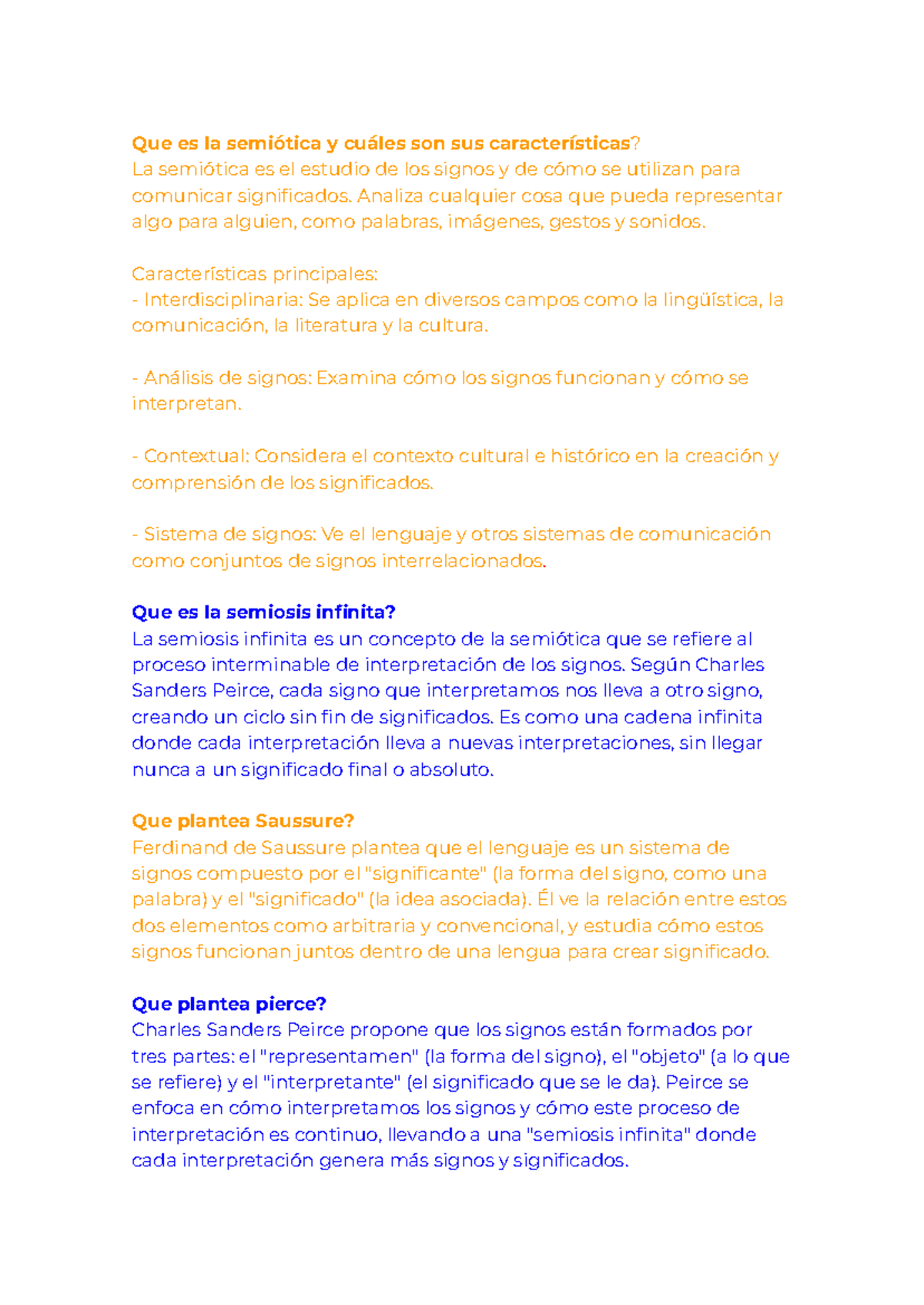 Resumen SemióTICA - Que es la semiótica y cuáles son sus ...