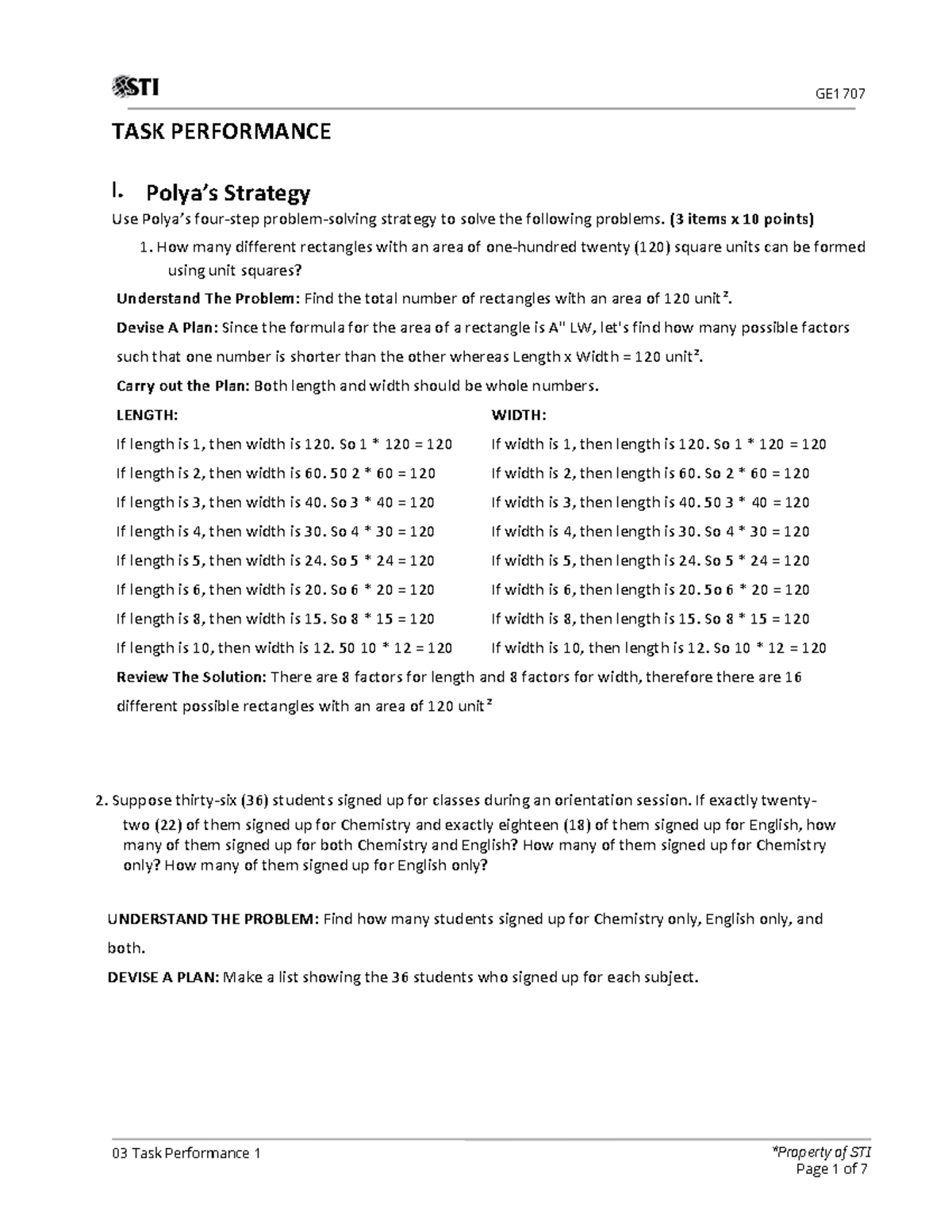 03 Task Performance 1(5).pdf - 03 Task Performance 1 *Property of STI TASK PERFORMANCE I. Polya ...