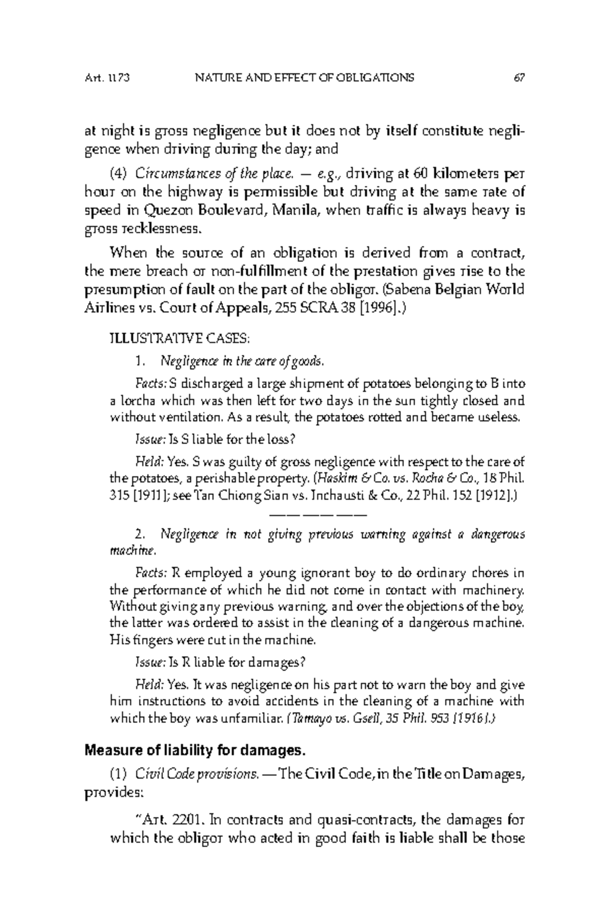 Oblicon 1-23 - Book: Hector De Leon - 67 at night is gross negligence ...