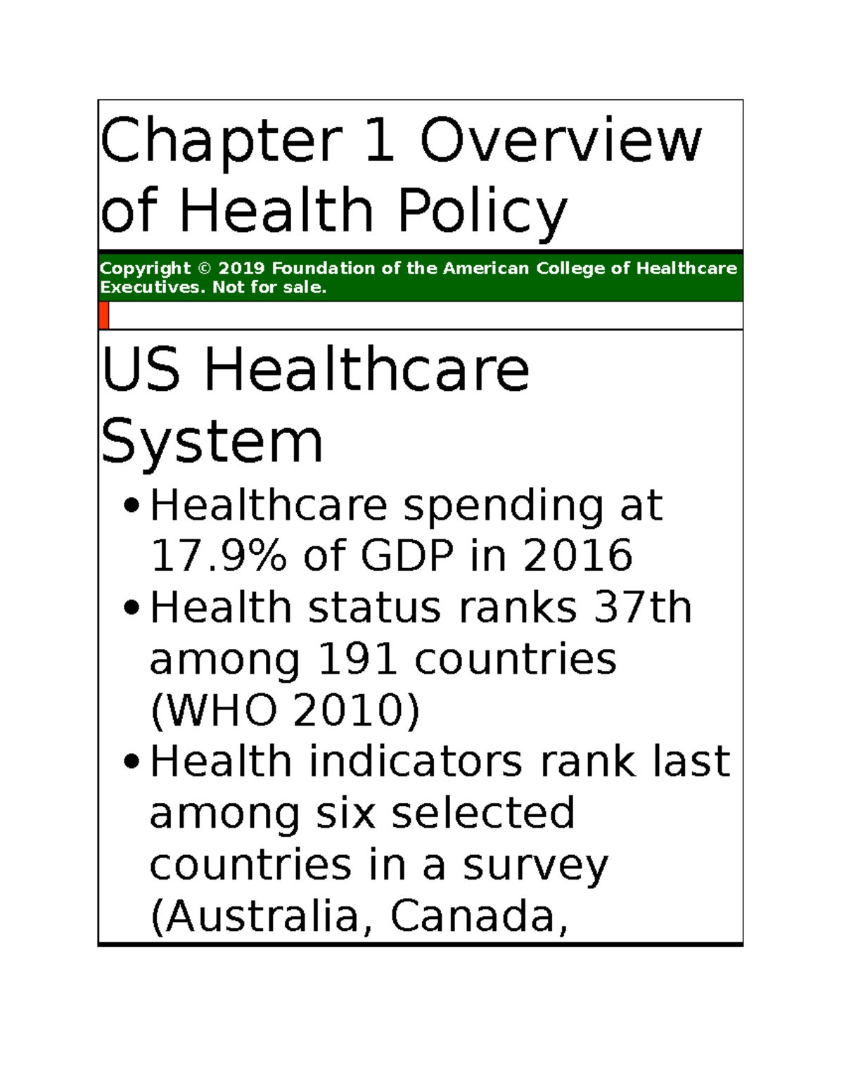 Chapter 1 Overview of Health Policy - Chapter 1 Overview of Health ...