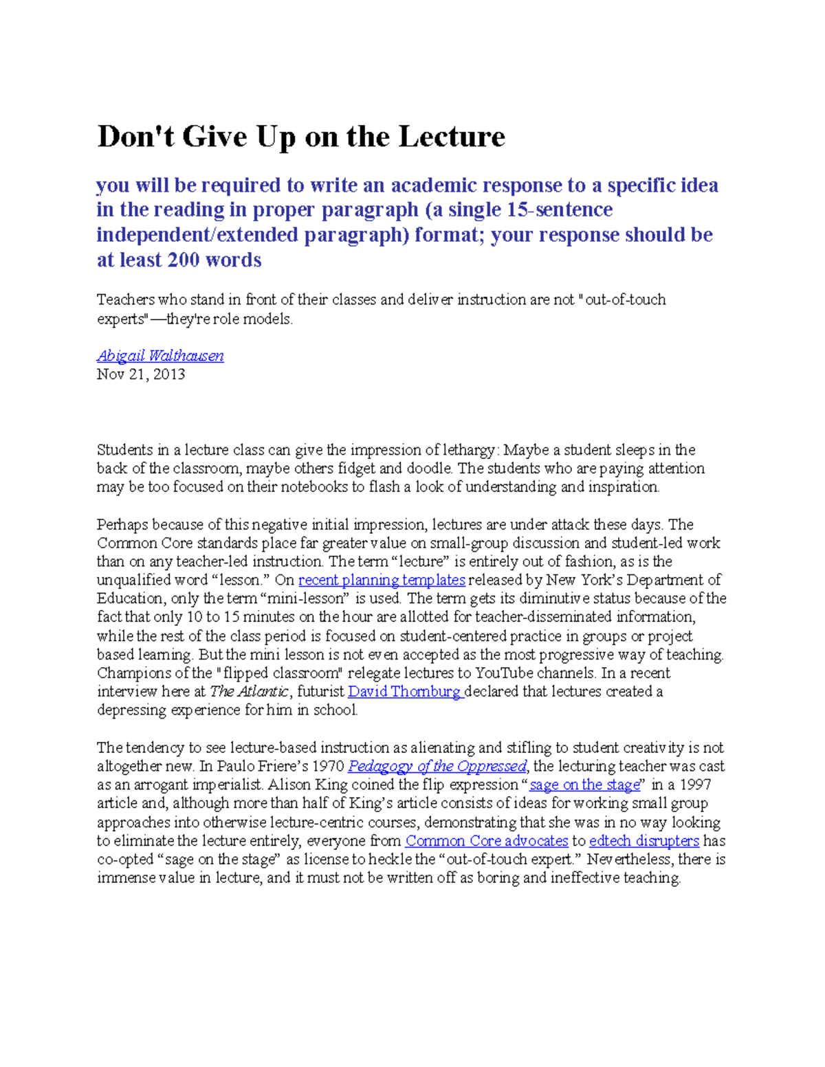 Dont Give up on the Lecture text - Don't Give Up on the Lecture you ...