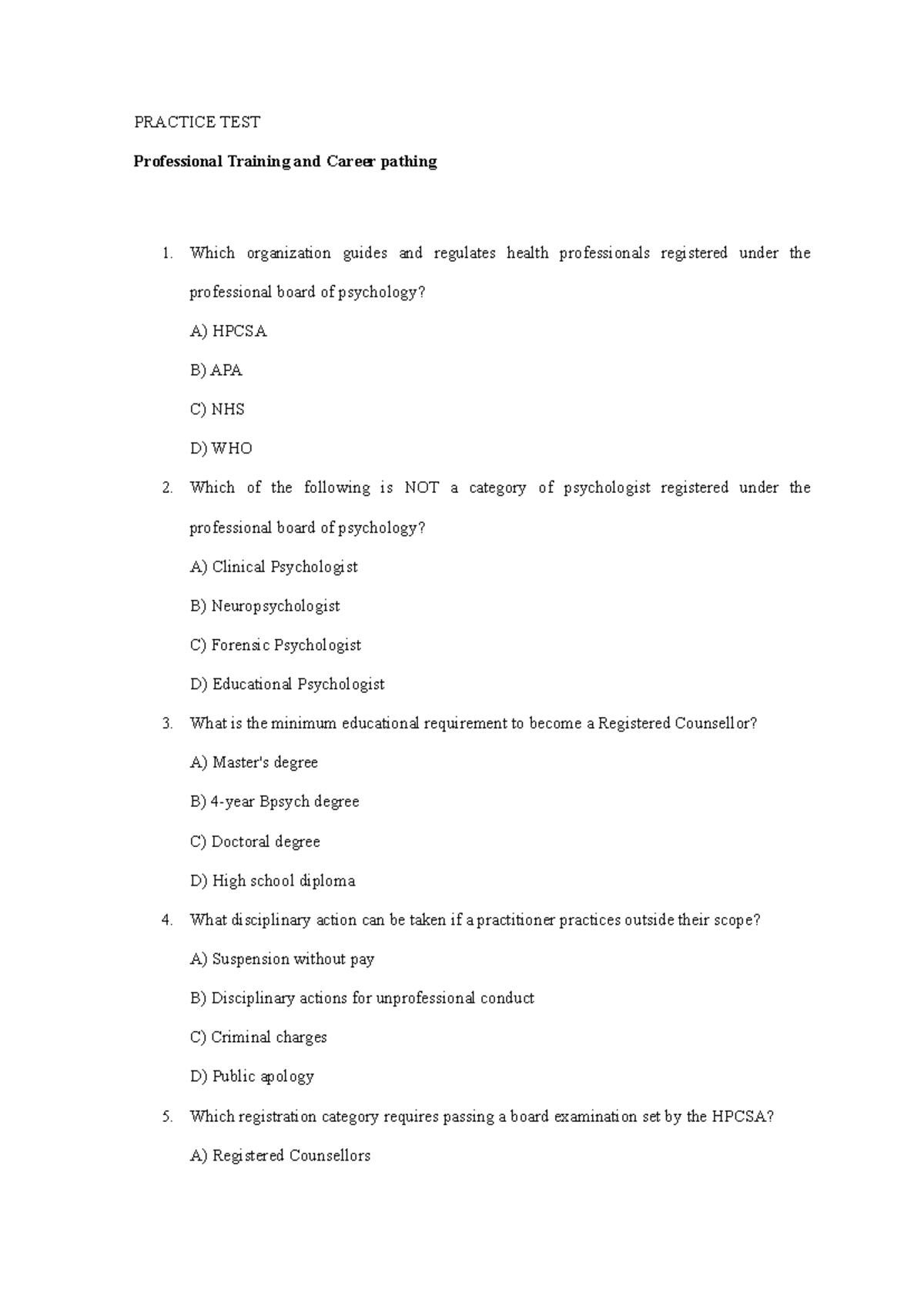 Practice TEST 2 - Mock test - PRACTICE TEST Professional Training and ...