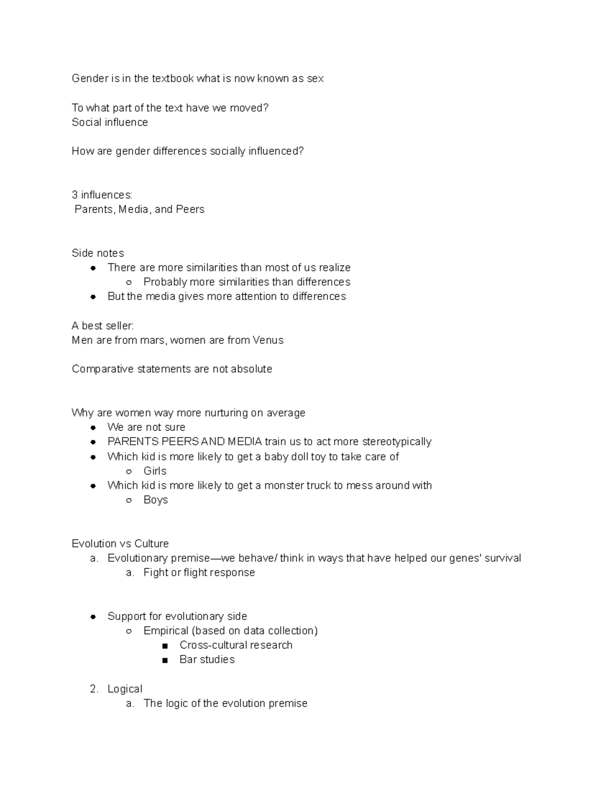 Genes culture and sex notes - Gender is in the textbook what is now ...