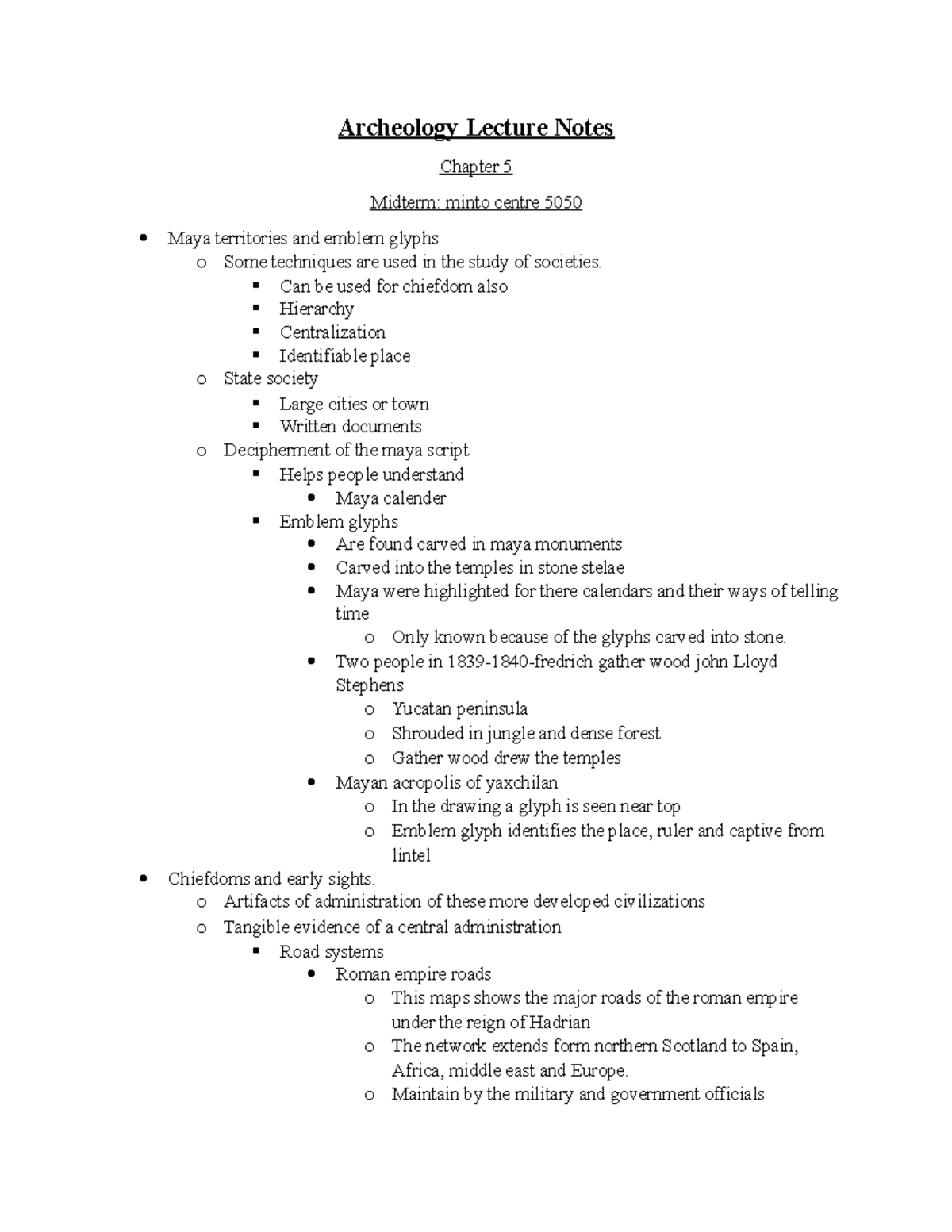 Archeology lecture notes - Archeology Lecture Notes Chapter 5 Midterm ...