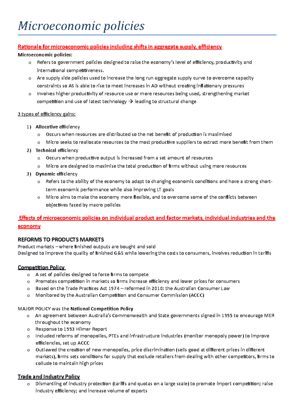 Microeconomic-policies - Microeconomic policies Rationale for ...