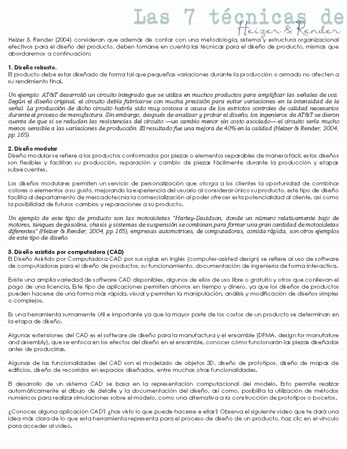 Las 7 técnicas proponen Heizer & Render - Heizer & Render (2004 ...