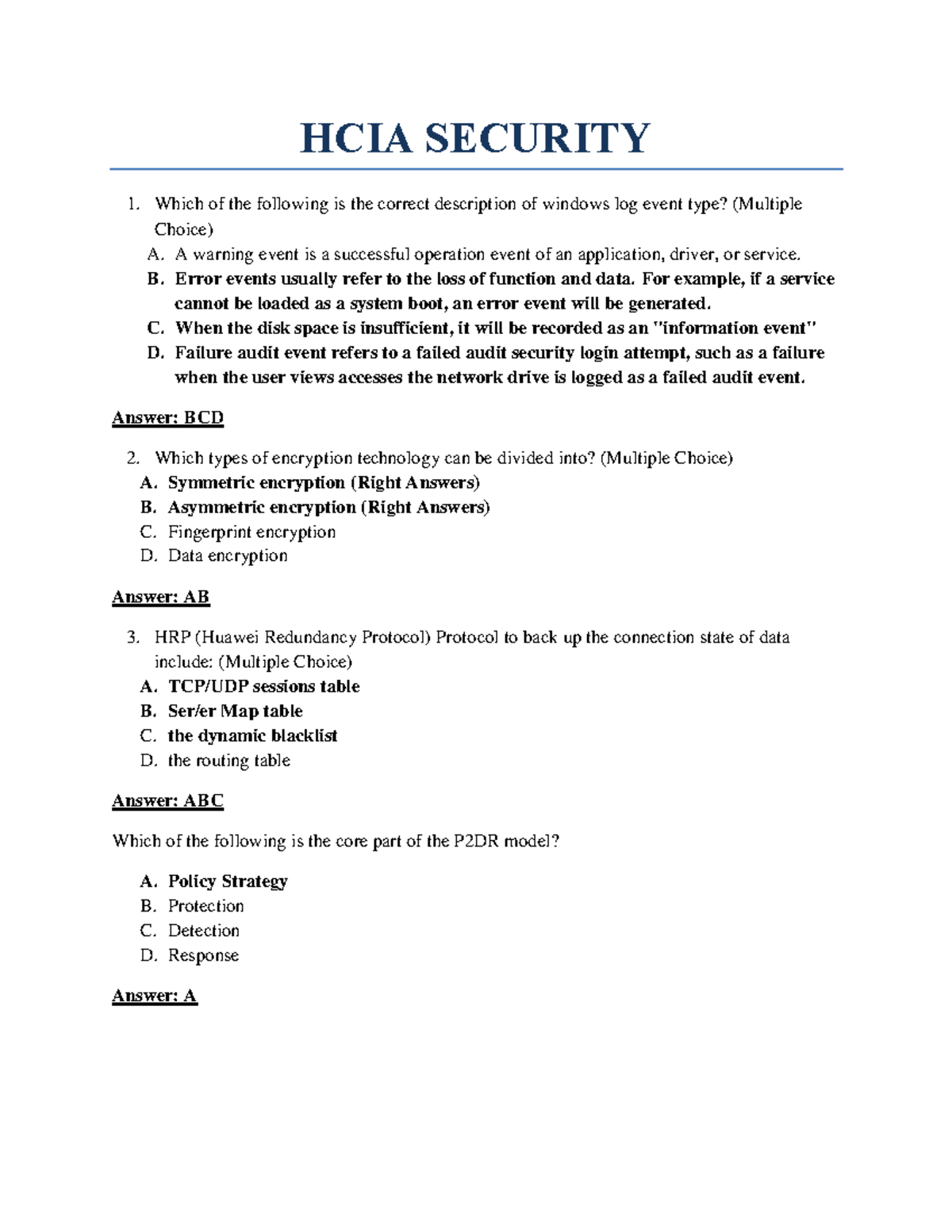 Latest HCIA Security Dumps - HCIA SECURITY Which of the following is ...