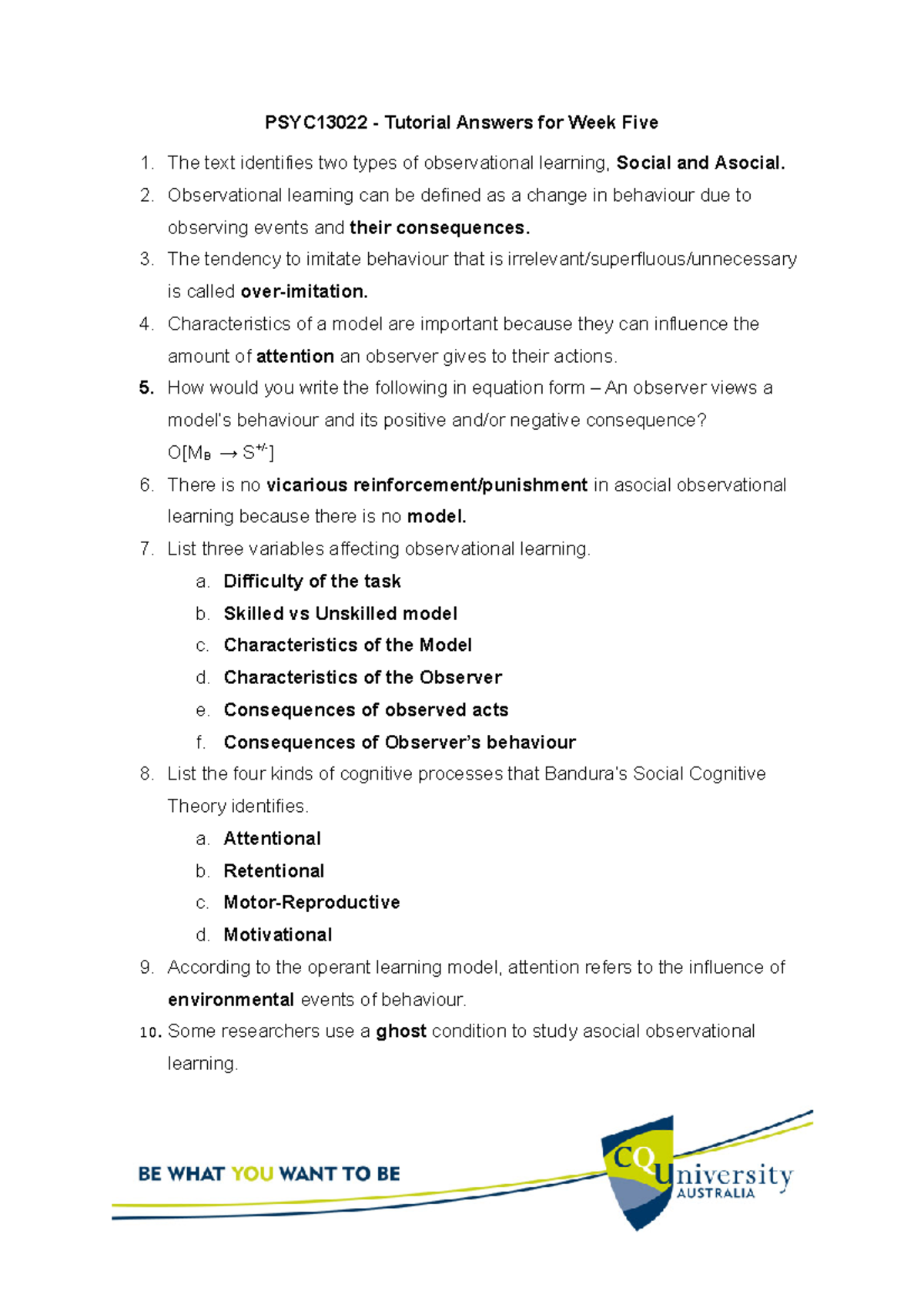Week 5 Tutorial Answers - PSYC13022 - Tutorial Answers for Week Five ...