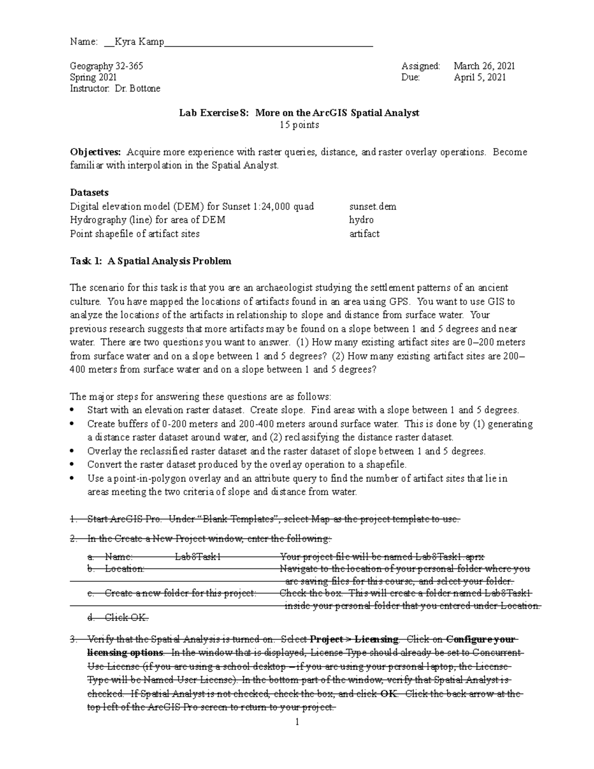 Lab 8 Instructions - professors name is Ethan Bottone - Name: Kyra ...