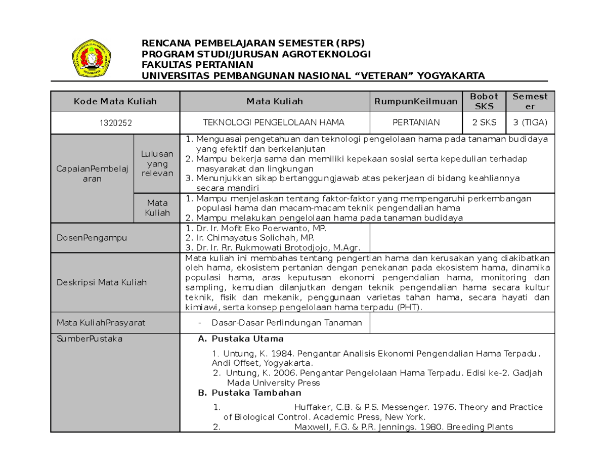 RPS KKNI HAMA 2020 - Berikut merupakan summaries - RENCANA PEMBELAJARAN ...