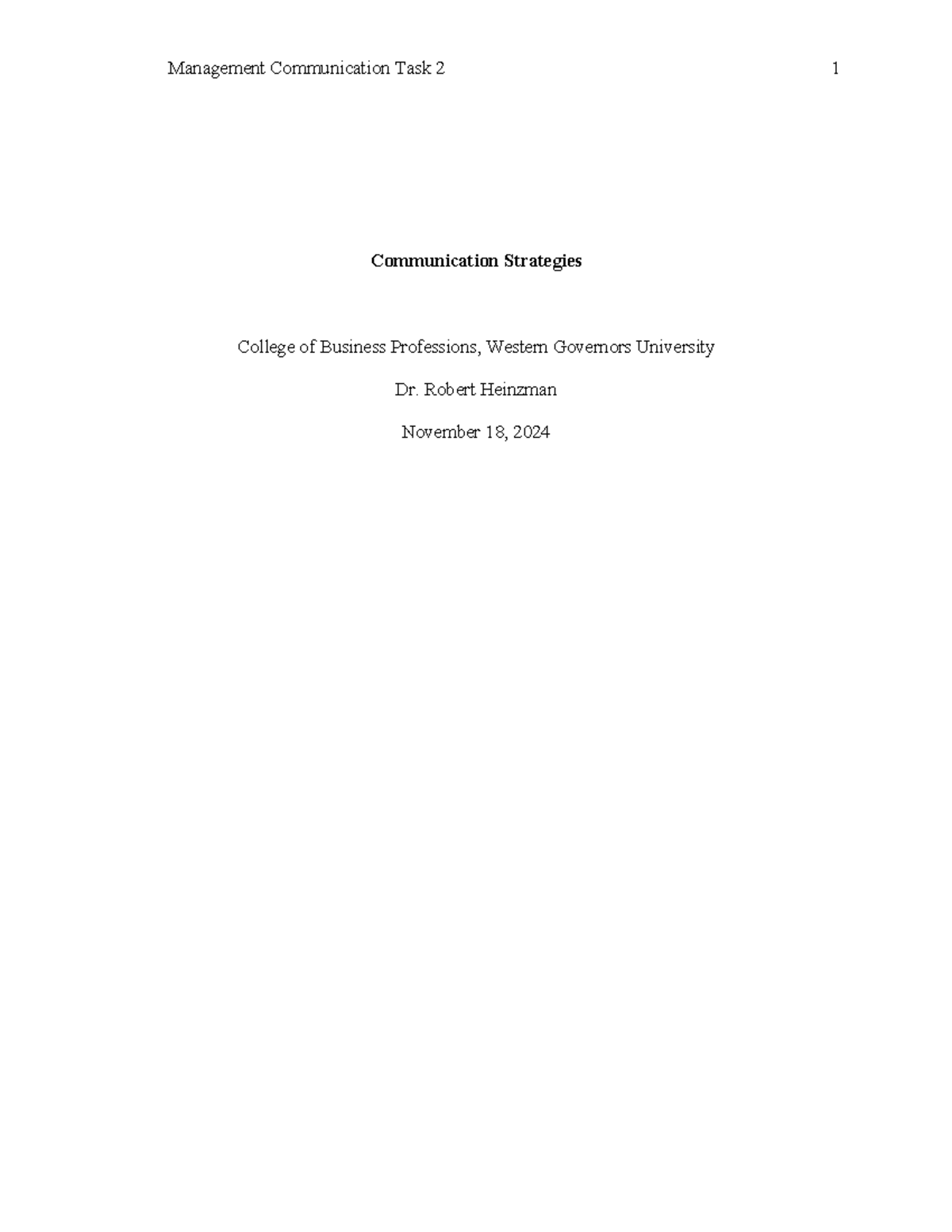C204 Management Communications Task 2 - Communication Strategies ...