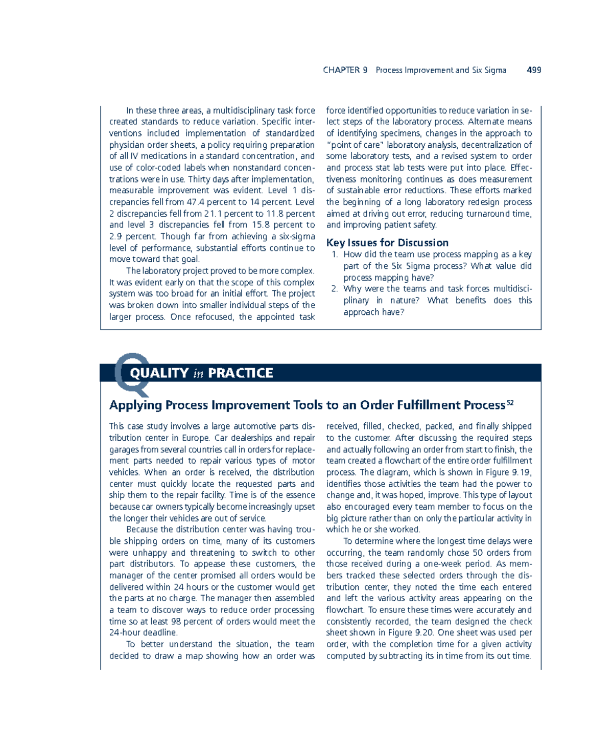 Managing for Quality - Evans & Lindsay-Ch 9-43-46 - CHAPTER 9 Process ...