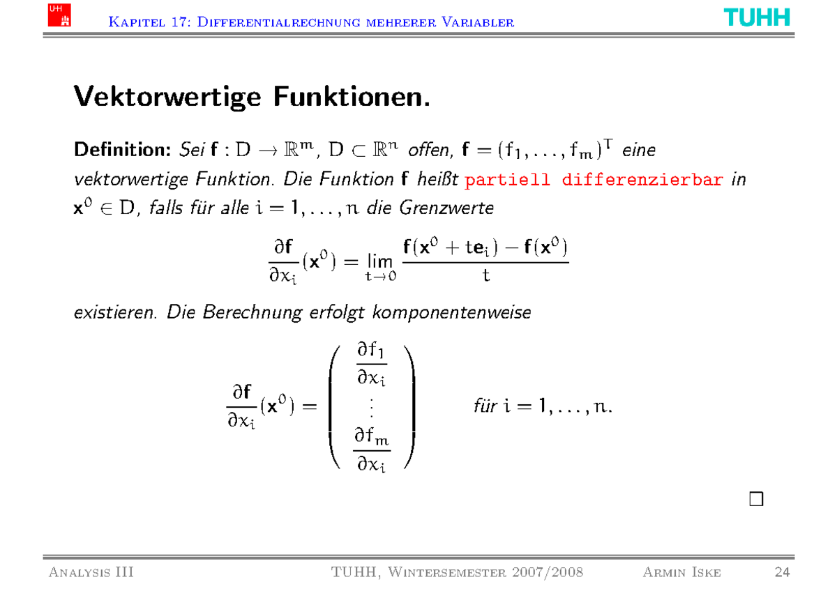 Vorl02 a3 - Totales Differential und vektorwertige Funktionen 2 - Vektorwertige Funktionen ...