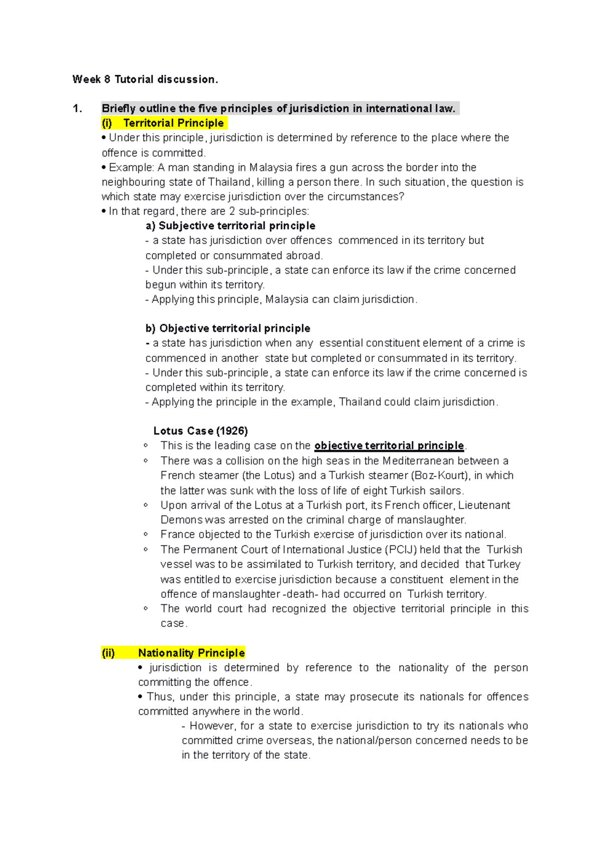 Tutorial 5 Discussion (W8) - Week 8 Tutorial discussion. 1. Briefly ...