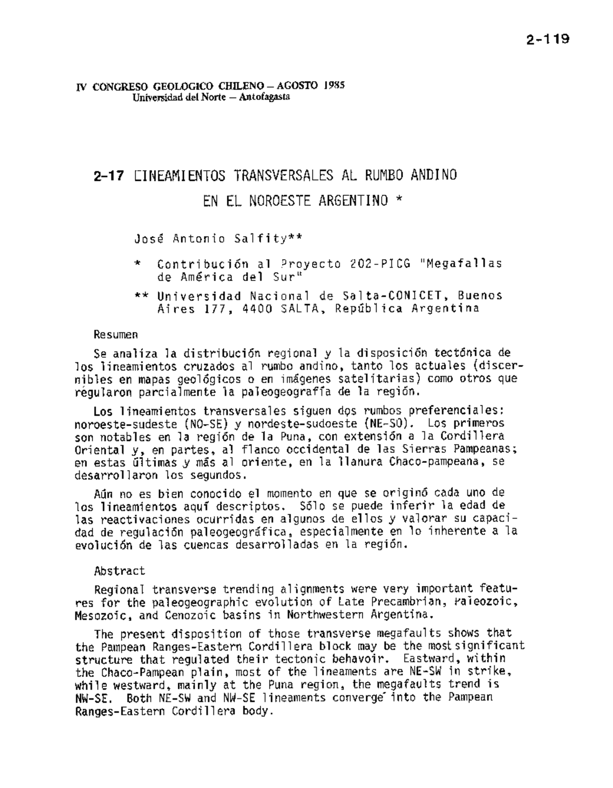 Salfity 1985 - Estratigrafía y Geología Histórica - Studocu