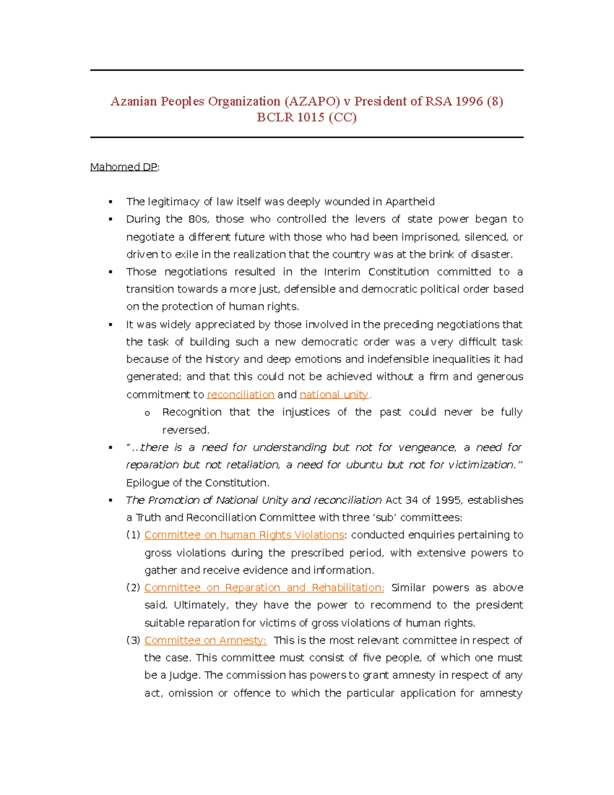 # Azapo v President of RSA 1996 (8) BCLR 1015 (CC) - Azanian Peoples ...