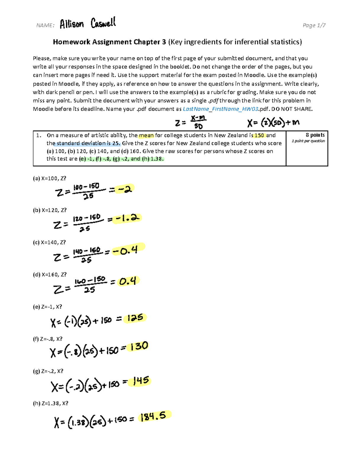 Homework Chapter 3 - Key ingredients for inferential statistics - NAME ...