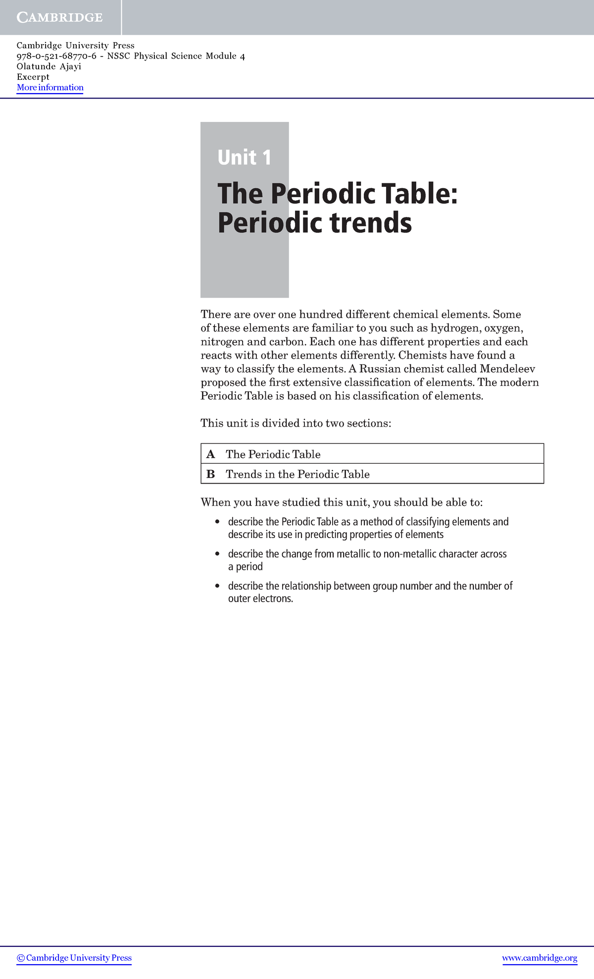 Lesson 1 Periodic Table and Electron Config - Unit 1Unit 1 The Periodic ...