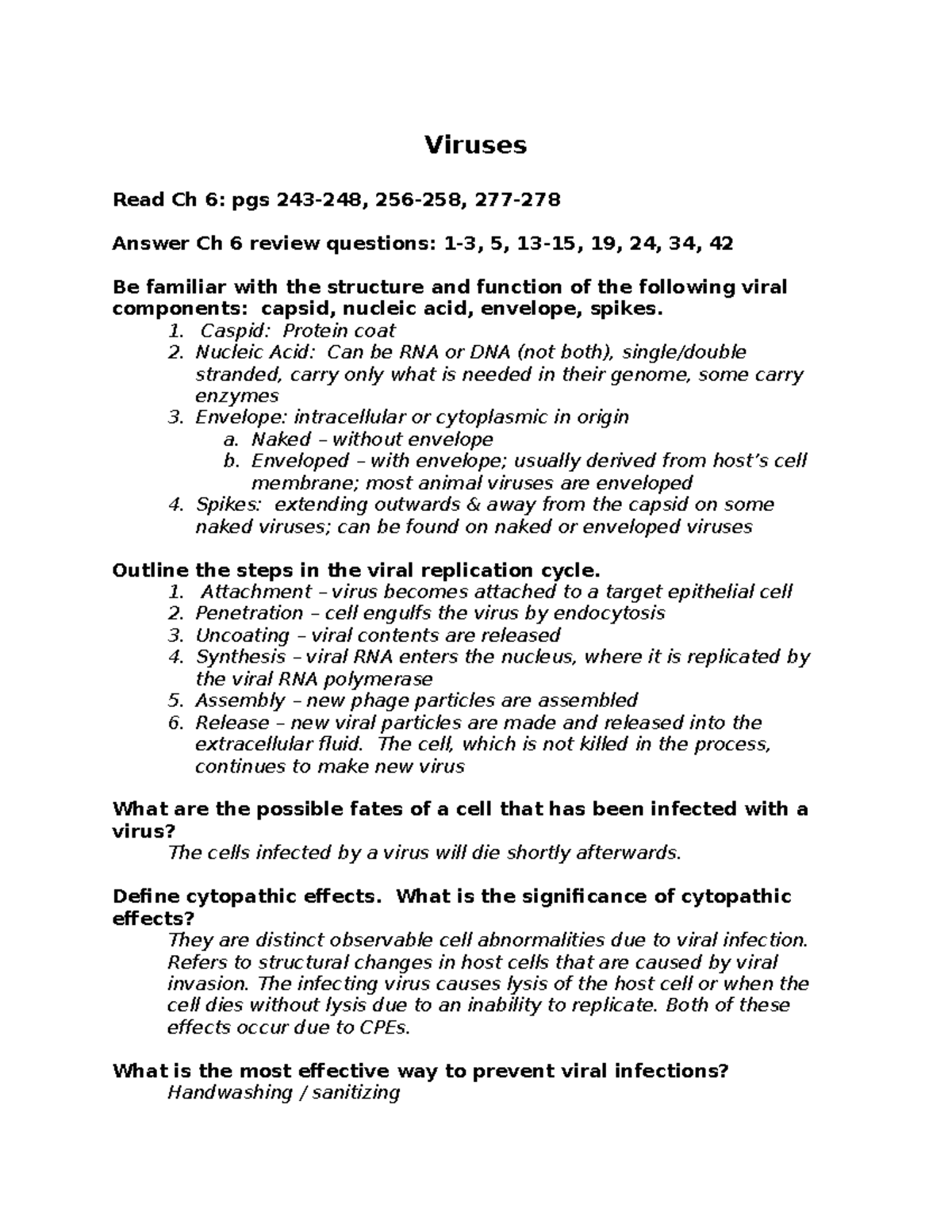 Lesson 4 Micro - Viruses Read Ch 6: pgs 243-248, 256-258, 277- Answer ...
