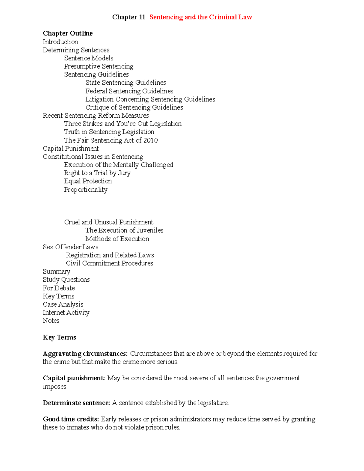 Ch11 Sentencing and the Criminal Law - Chapter 11 Sentencing and the ...