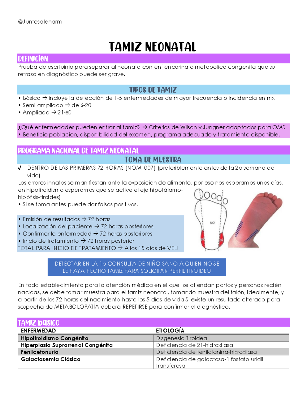 TIPOS DE TAMIZ NEONATAL - @Juntosalenarm TAMIZ NEONATAL DEFINICioN ...
