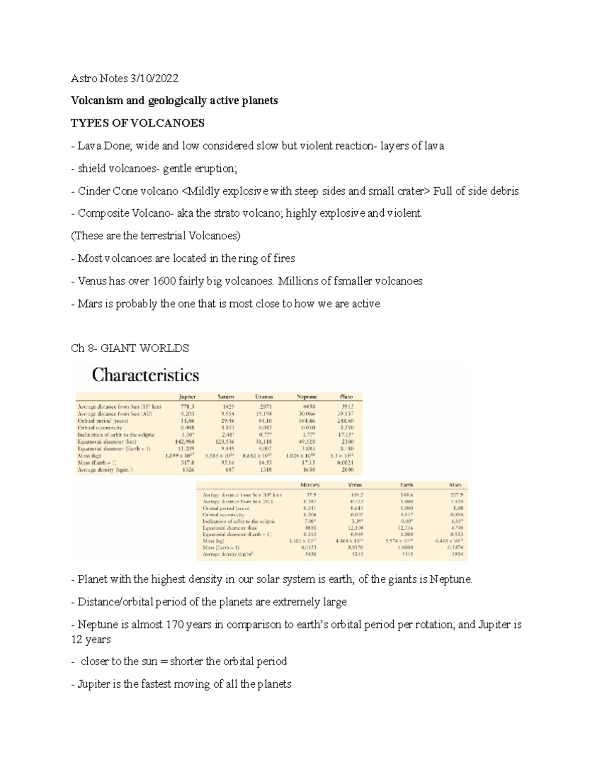 Astro Notes march tenth - Astro Notes 3/10/ Volcanism and geologically ...